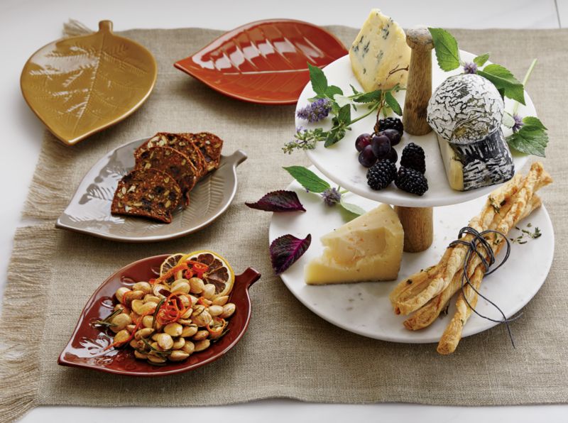 Wood Marble 2-Tier Server + Reviews | Crate & Barrel