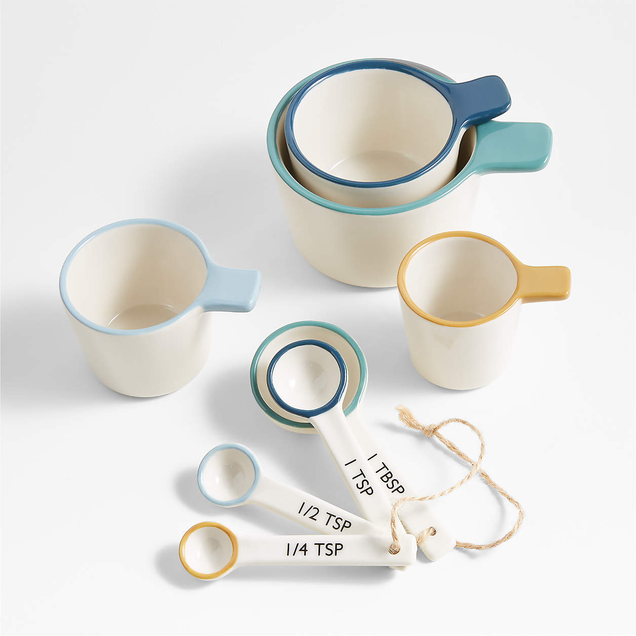 Maeve Multi-Colored Ceramic Measuring Cups and Spoons | Crate & Barrel