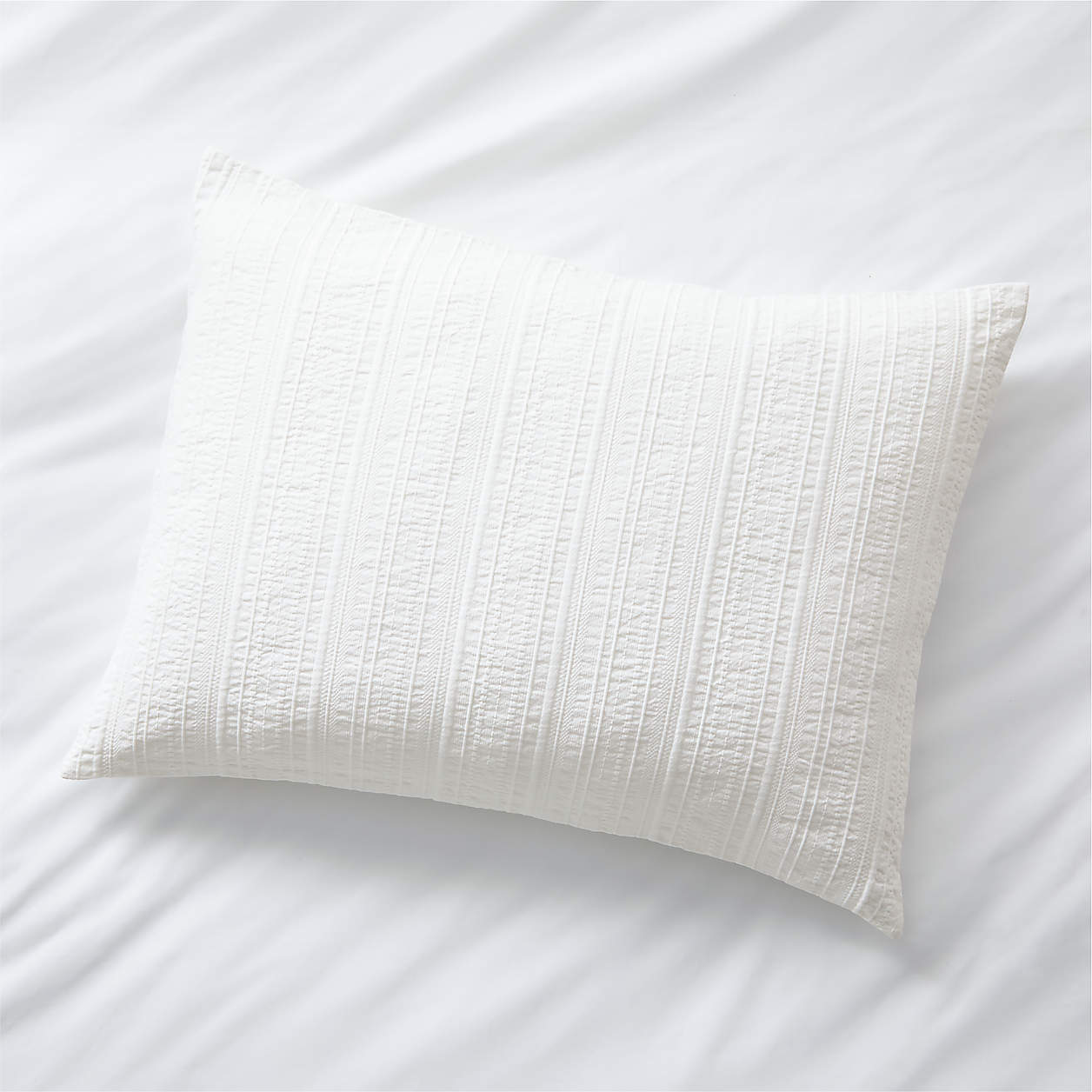 Organic Cotton White Textured Standard Sham + Reviews | Crate & Barrel