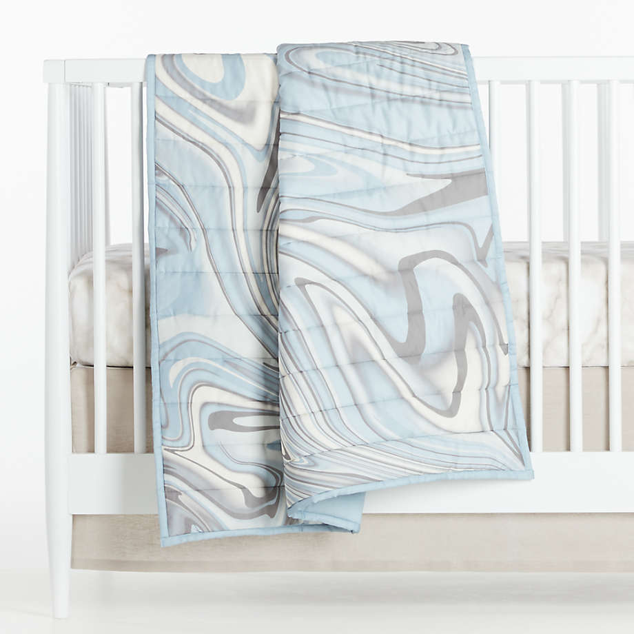 Organic Blue Marble Baby Quilt + Reviews | Crate & Kids Canada