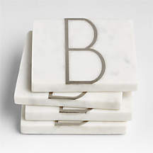 Marble "B" Monogram Coasters, Set of 4 + Reviews | Crate & Barrel