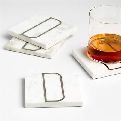 Marble "F" Monogram Coasters, Set of 4 + Reviews | Crate & Barrel