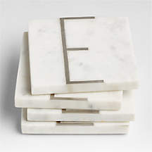 Marble "E" Monogram Coasters, Set of 4 + Reviews | Crate & Barrel