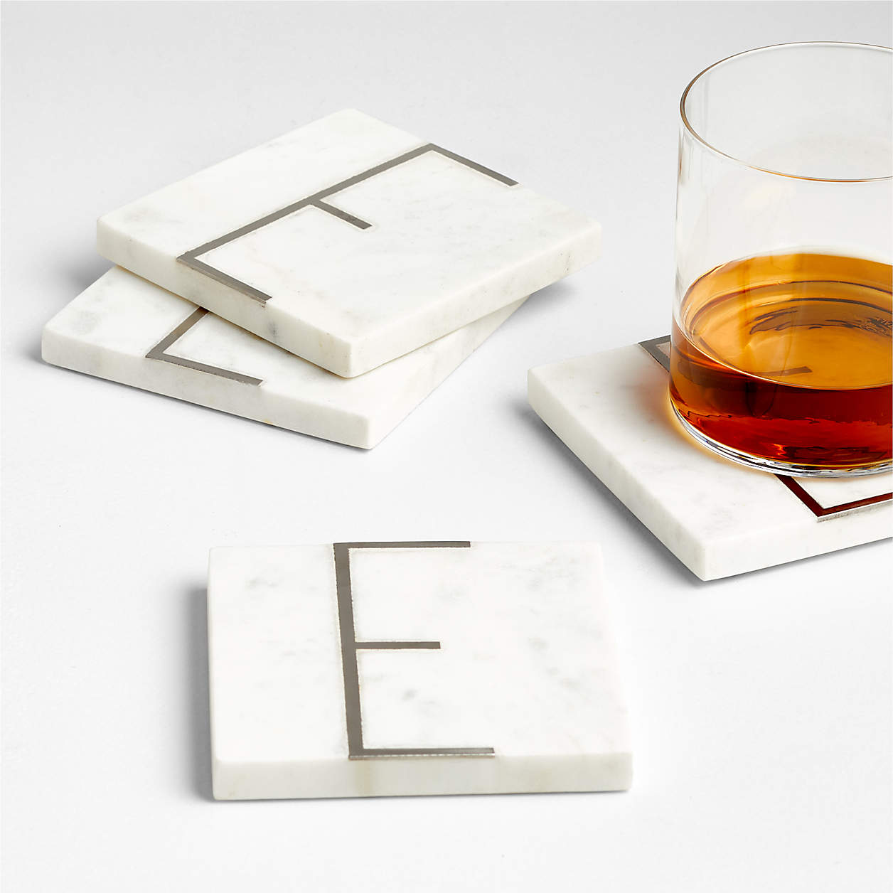 Marble "E" Monogram Coasters, Set of 4 + Reviews | Crate & Barrel