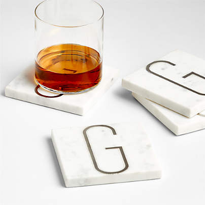 Marble "F" Monogram Coasters, Set of 4 + Reviews | Crate & Barrel