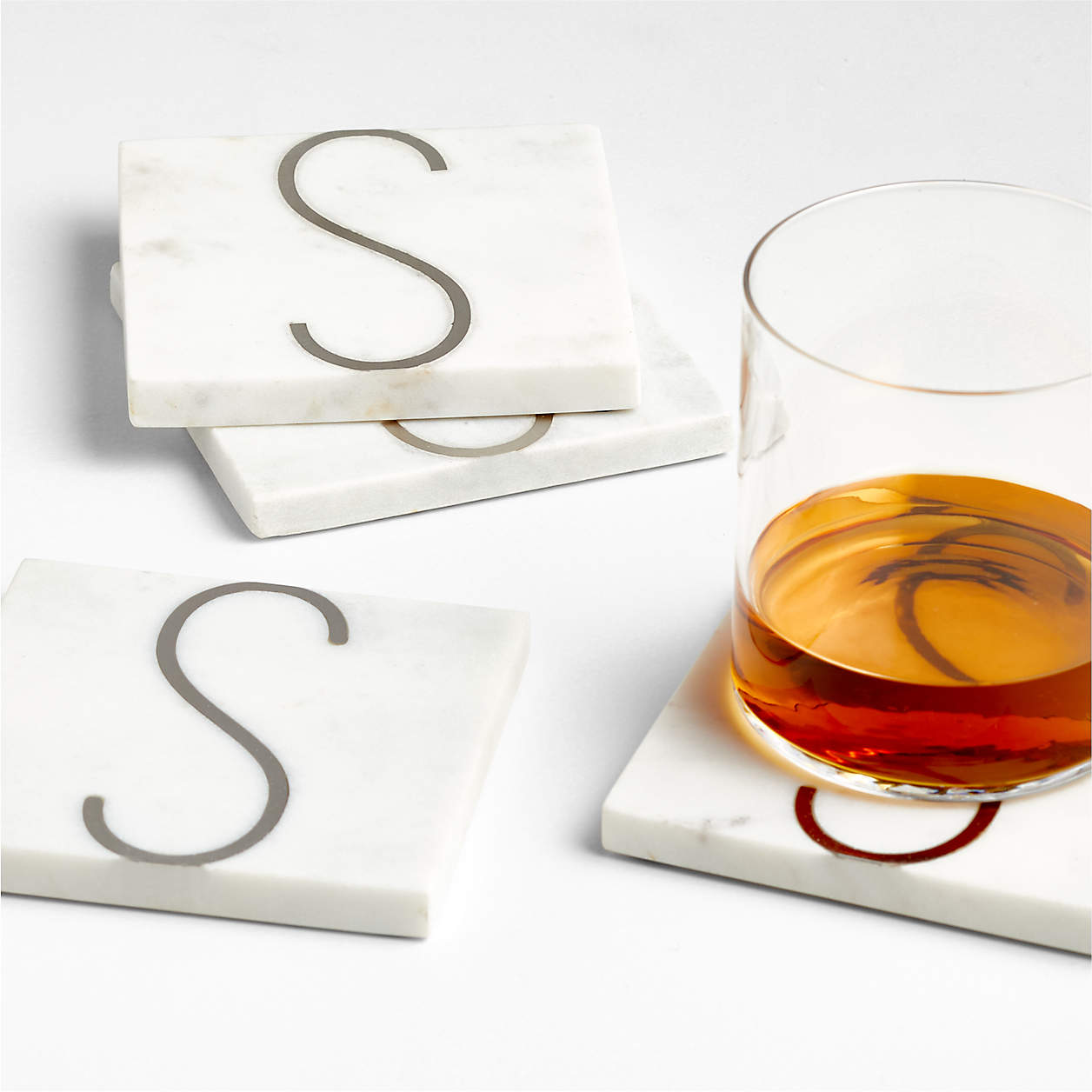 Marble "S" Monogram Coasters, Set of 4 + Reviews | Crate & Barrel