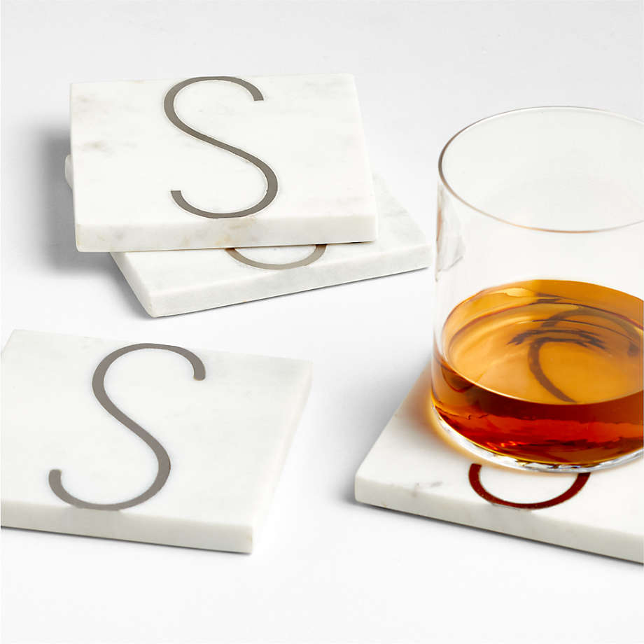 Marble "S" Monogram Coasters, Set of 4 + Reviews | Crate & Barrel