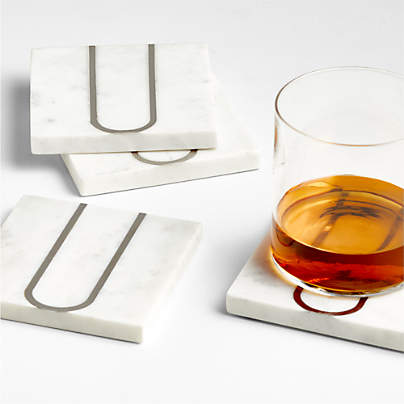 Marble "F" Monogram Coasters, Set of 4 + Reviews | Crate & Barrel