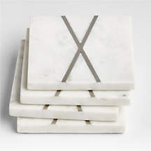 Marble "X" Monogram Coasters, Set of 4 | Crate & Barrel