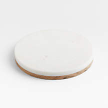 White Marble & Wooden Trivet + Reviews | Crate & Barrel