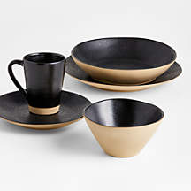 Marin Black Recycled Ceramic Low Bowl + Reviews | Crate & Barrel