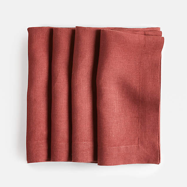 Marin Red Linen Napkin, Set of 4 + Reviews | Crate & Barrel