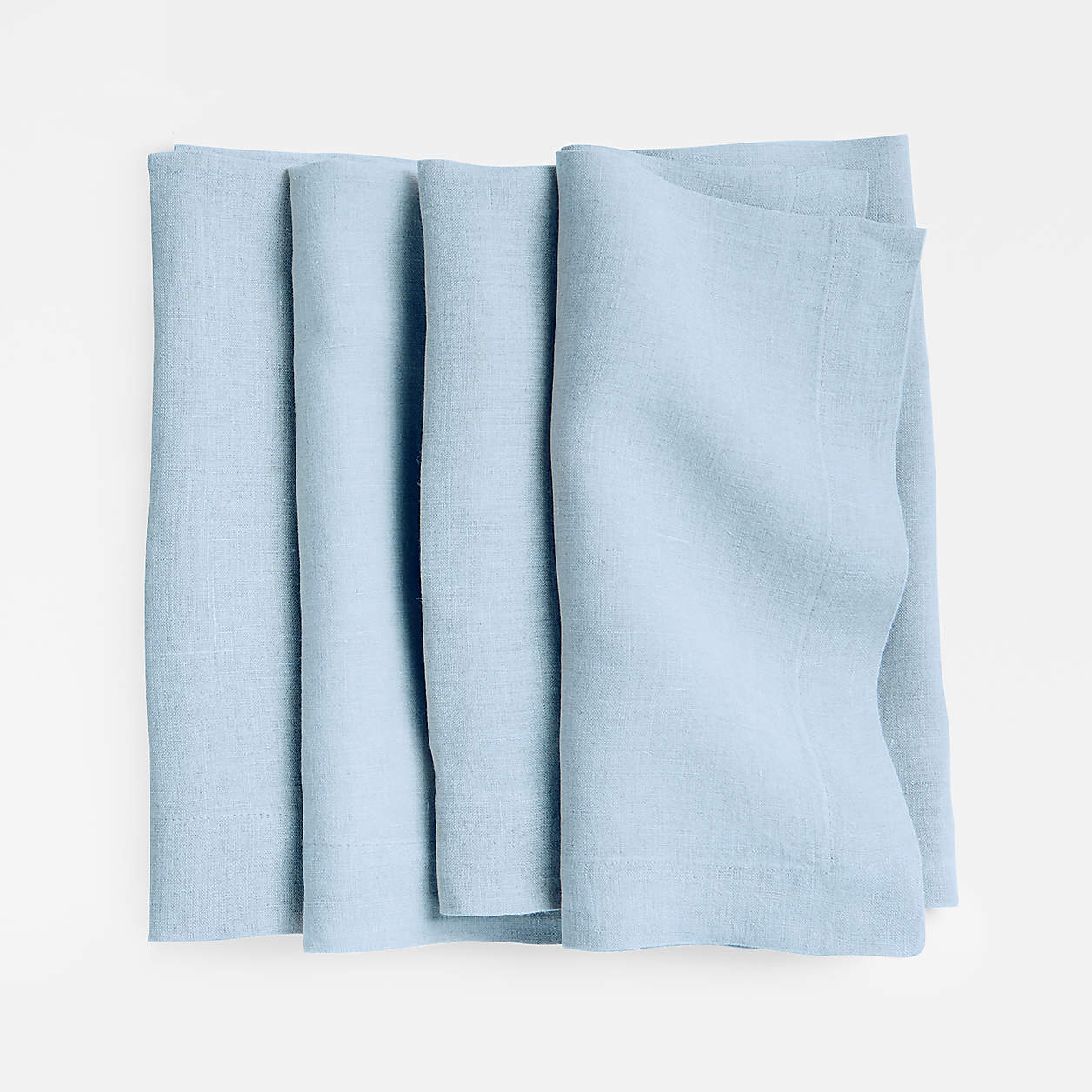 Marin Light Blue European Flax -Certified Linen Napkins, Set of 4 ...