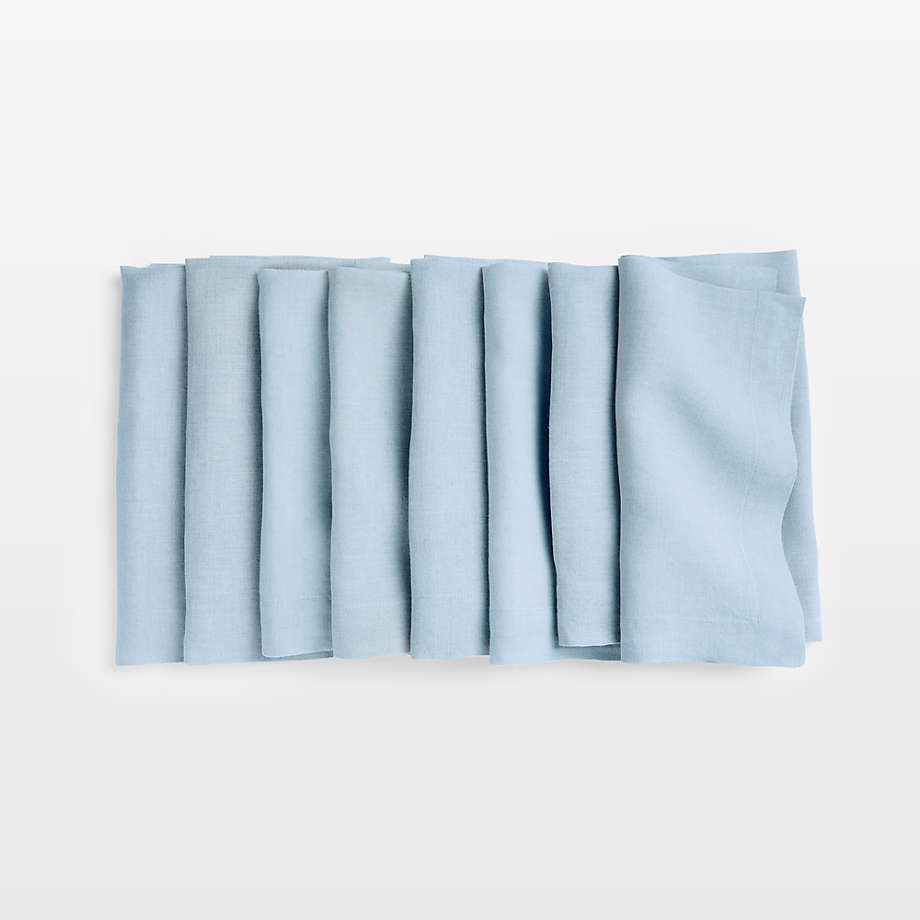 Marin Light Blue European Flax -Certified Linen Napkins, Set of 8 ...