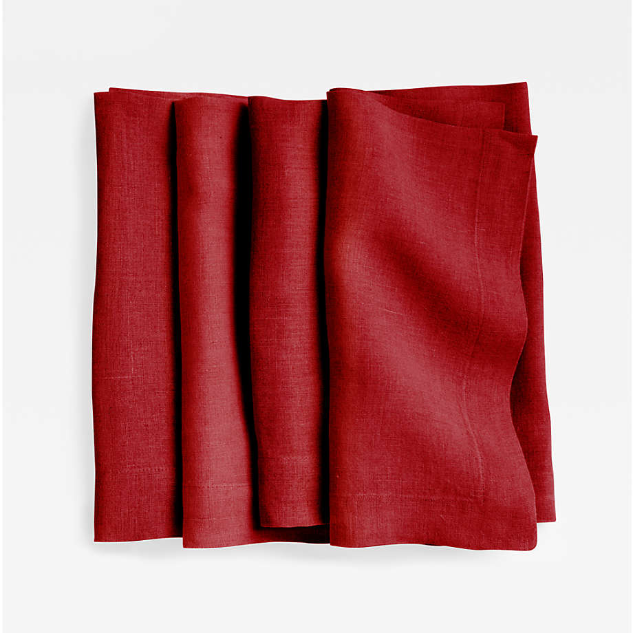 Marin Red Linen Napkin, Set of 4 + Reviews | Crate & Barrel