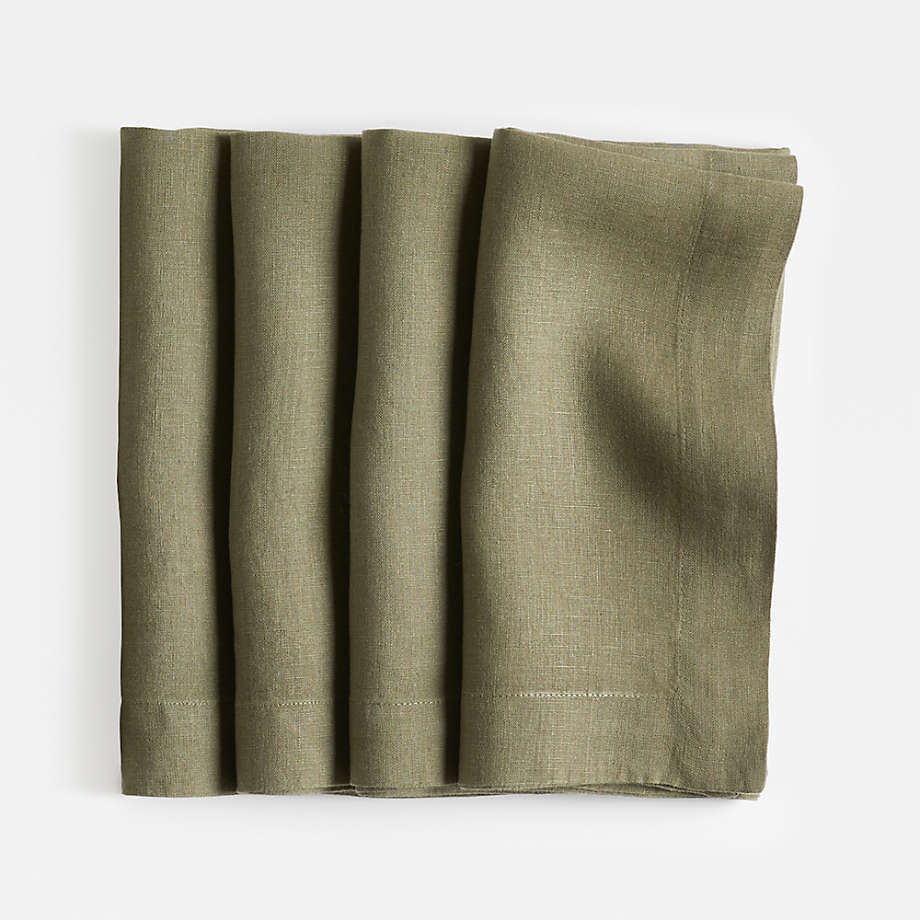 Marin Desert Green European Flax -Certified Linen Napkin, Set of 4 ...