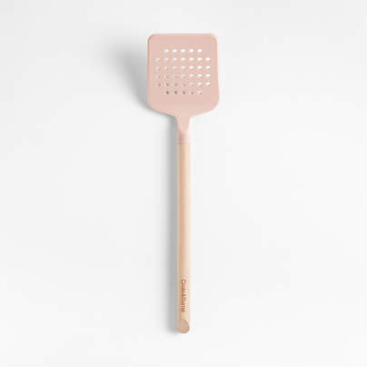Marin Elegant Pink Silicone and Wood Spoon | Crate & Barrel