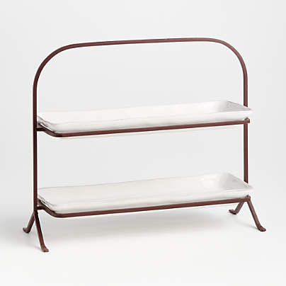 French Kitchen White Marble 2-Tier Server Cupcake Stand + Reviews ...