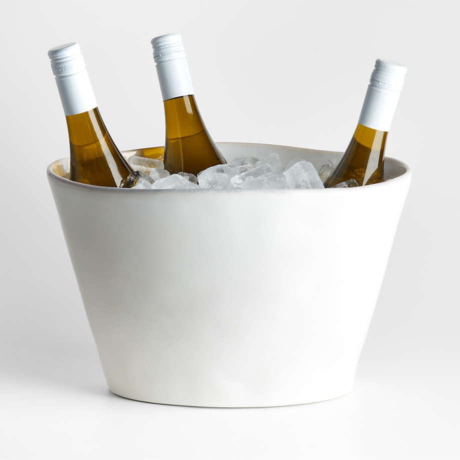 Marin White Ceramic Champagne Bucket | Crate & Barrel