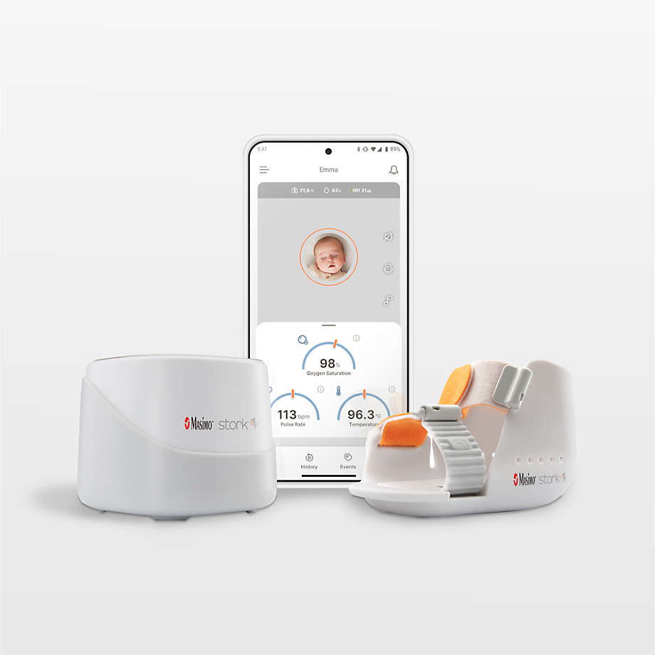 Masimo Stork Vitals White Smart Home Baby Monitoring System with Hub, Boot, and Built-in Blood ...