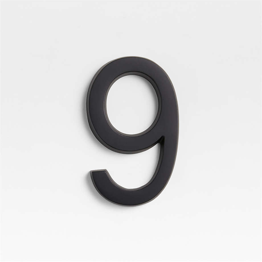 4" Matte Black Metal House Number 9 + Reviews | Crate & Barrel