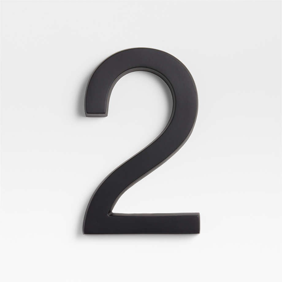 6" Matte Black Metal House Number 2 | Crate & Barrel