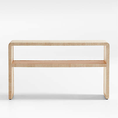 Pace Oak Wood Storage Console Table + Reviews | Crate & Barrel