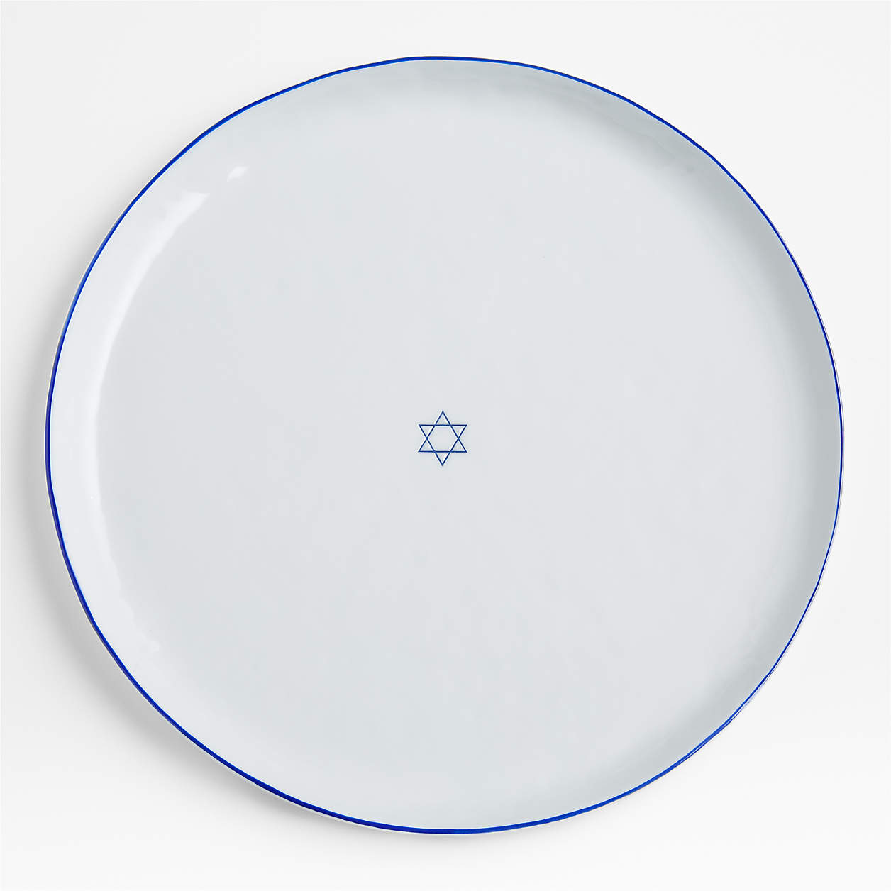 Mercer Blue Rim Star of David Platter | Crate & Barrel