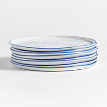 Mercer Blue Rim Round Ceramic Dinner Plate + Reviews | Crate & Barrel