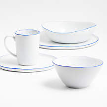 Mercer Blue Rim Round Ceramic Dinner Plate + Reviews | Crate & Barrel