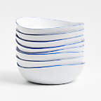 Mercer Blue Rim Ceramic Dinner Bowls, Set of 8 + Reviews | Crate & Barrel
