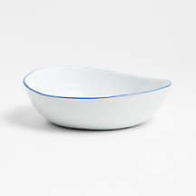 Mercer Blue Rim Ceramic Dinner Bowls, Set of 8 + Reviews | Crate & Barrel