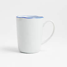 Mercer Blue Rim Ceramic Mug | Crate & Barrel