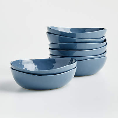 Hue Blue Low Bowls, Set of 4 + Reviews | Crate & Barrel