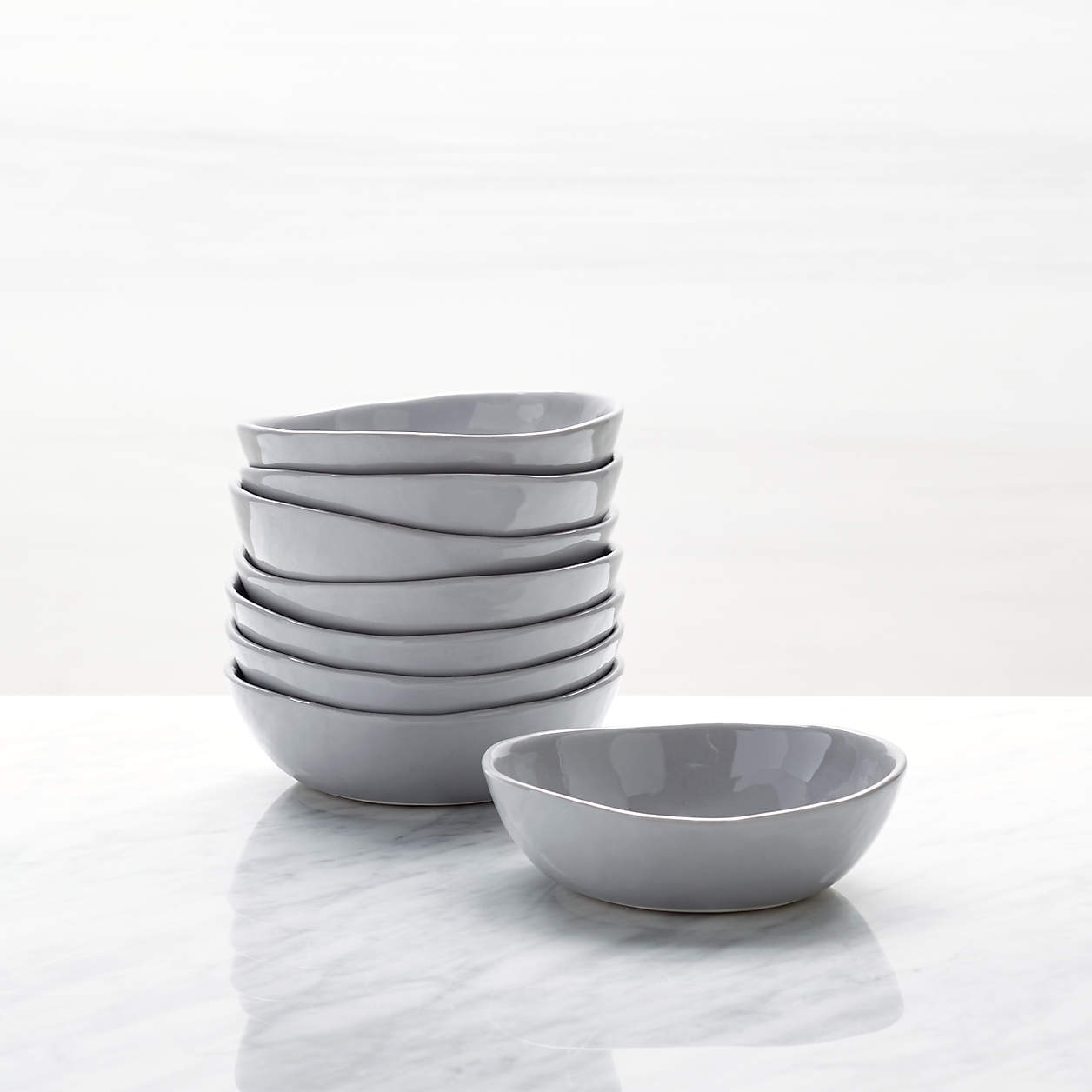 Mercer Grey Ceramic Mini Bowls, Set of 8 + Reviews | Crate & Barrel