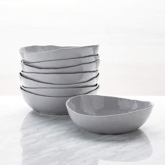 Mercer Grey Ceramic Mini Bowls, Set of 8 + Reviews | Crate & Barrel