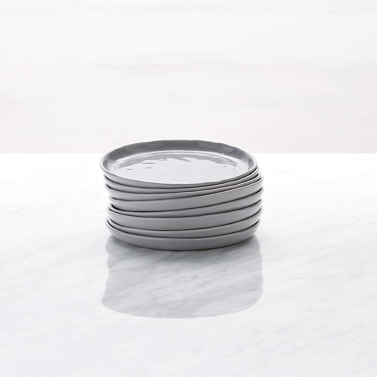 Mercer Grey Round Ceramic Appetizer Plates, Set of 8 + Reviews | Crate ...