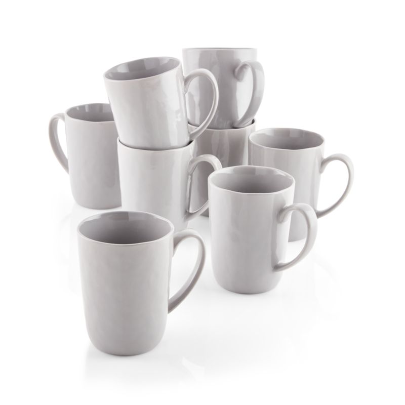 Mercer Grey Ceramic Mugs, Set of 8 + Reviews | Crate & Barrel