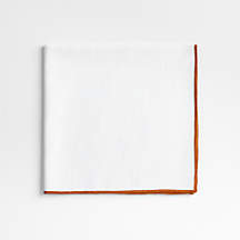 Merrow Stitch Almond Brown Organic Cotton Napkin + Reviews | Crate & Barrel