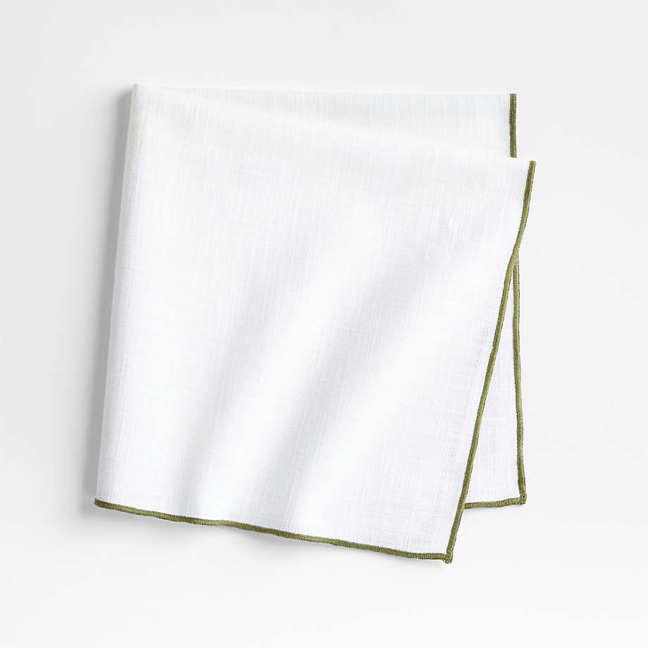 Merrow Stitch Olive Green Organic Cotton Napkin + Reviews | Crate & Barrel