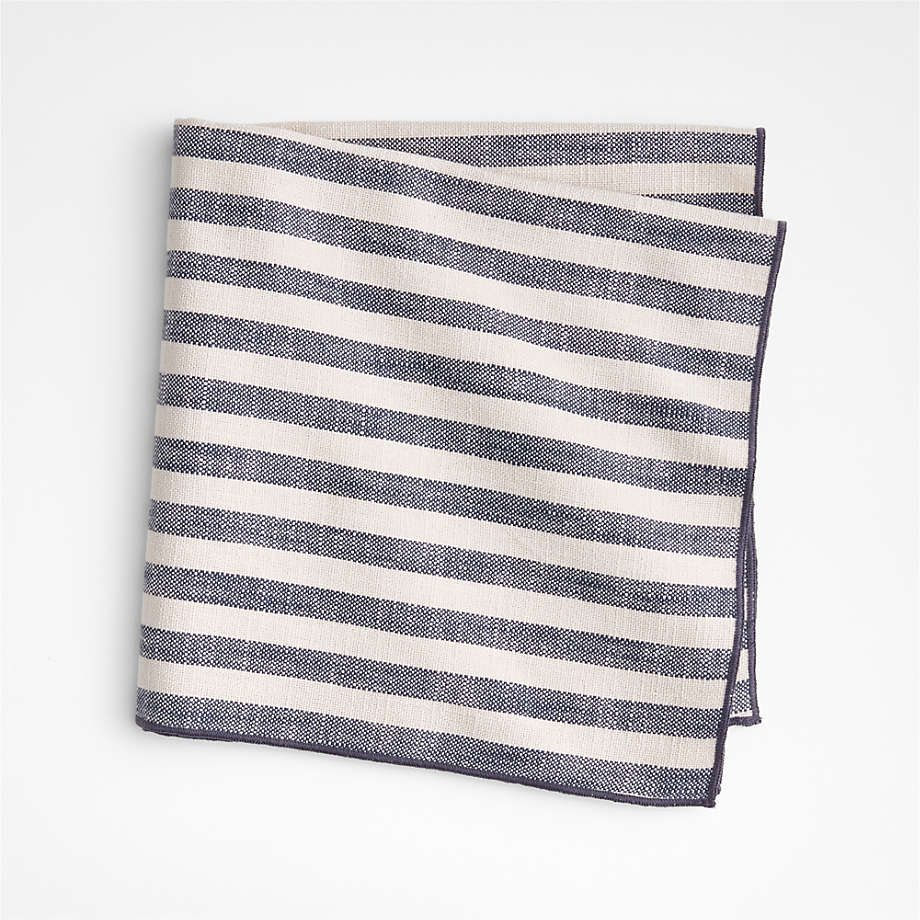 Merrow Stitch Navy Blue Stripe Napkin + Reviews | Crate & Barrel