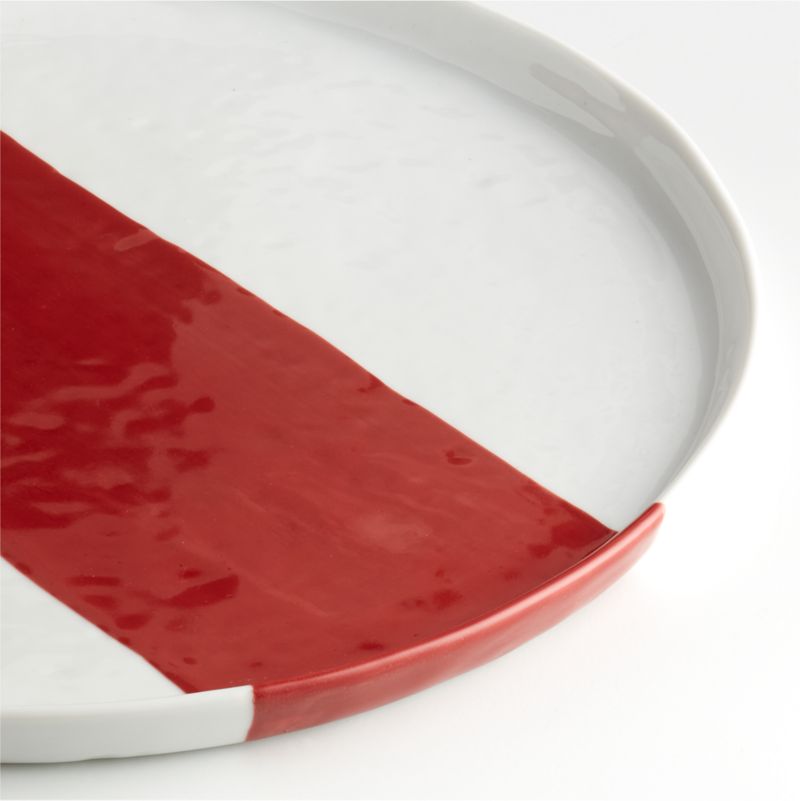 Mercer Holiday ChristmasRed Stripe Dinner Plate + Reviews | Crate & Barrel