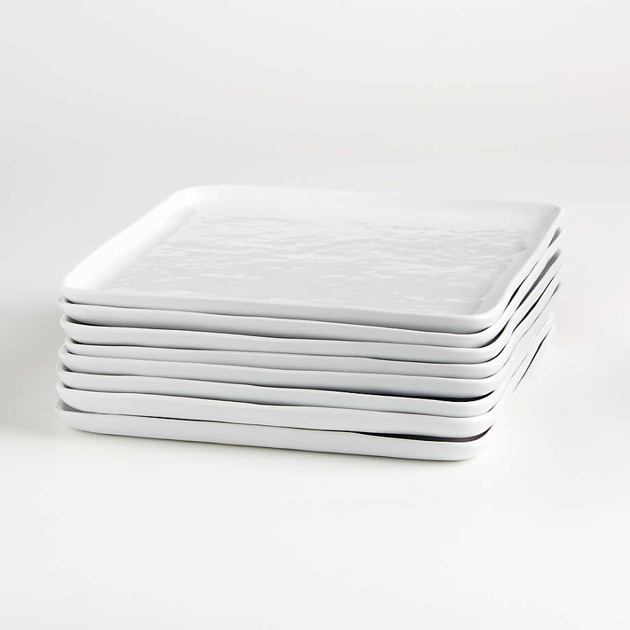Mercer White Square Ceramic Dinner Plates, Set of 8 + Reviews | Crate ...
