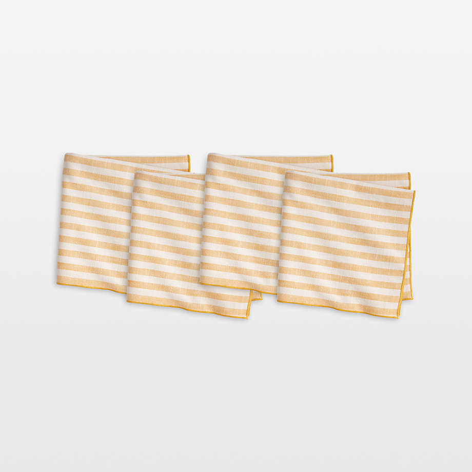 Merrow Stitch Yellow Stripe Napkins, Set of 4 + Reviews | Crate ...