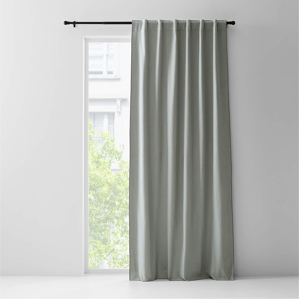 Merrow Stitch Organic Cotton Mist Blue Blackout Curtain Panel 52"x96 ...