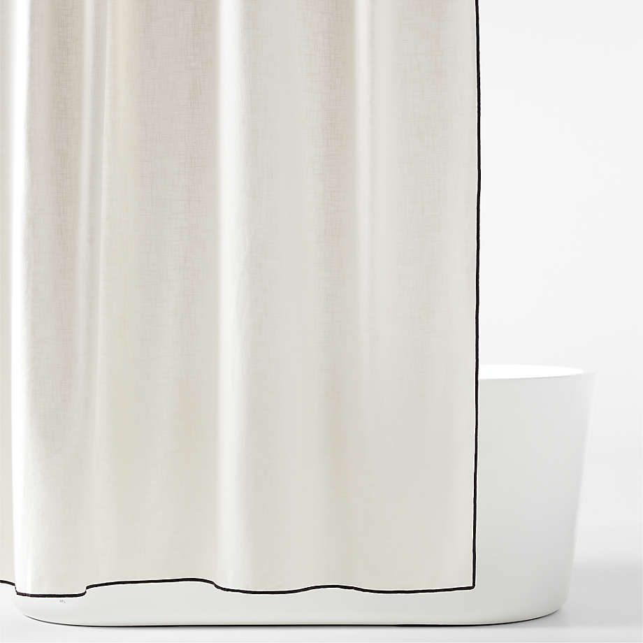 Merrow Stitch Black & White Shower Curtain + Reviews | Crate & Barrel