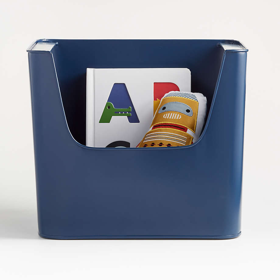 Large Dark Blue Metal Kids Stacking Storage Bin + Reviews | Crate & Kids