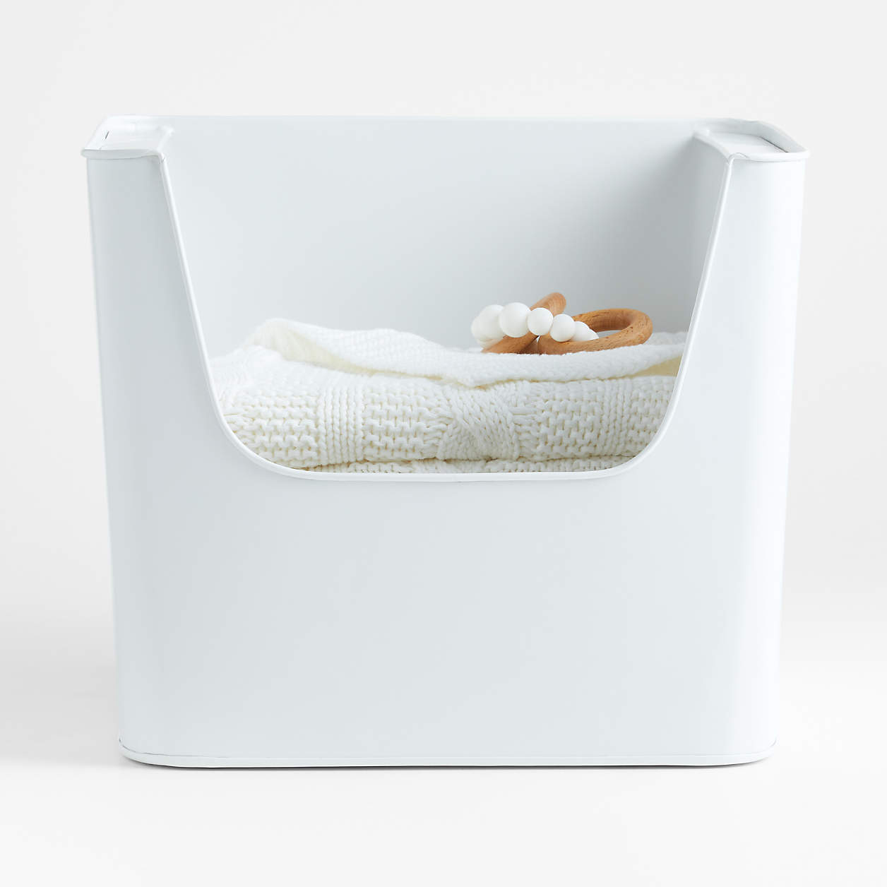 Large White Metal Kids Stacking Storage Bin + Reviews | Crate & Kids