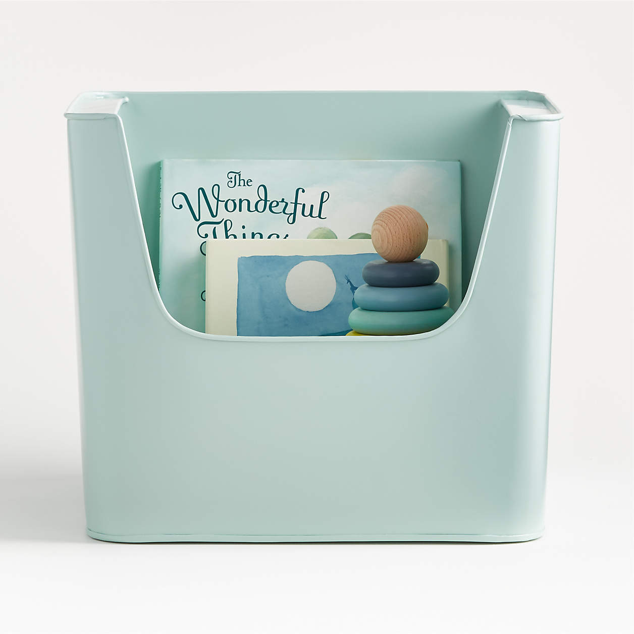 Large Mint Metal Kids Stacking Storage Bin with Handles + Reviews ...