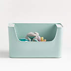 Small Mint Green Metal Kids Stacking Storage Bin with Handles + Reviews ...